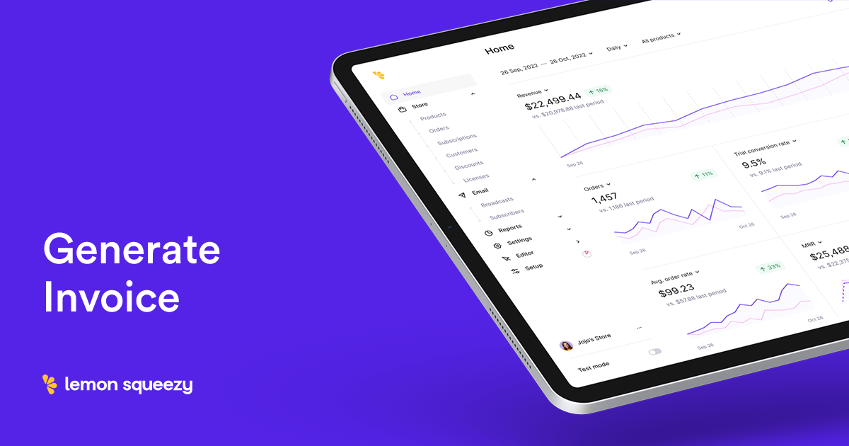 Docs: Generate Invoice • Lemon Squeezy