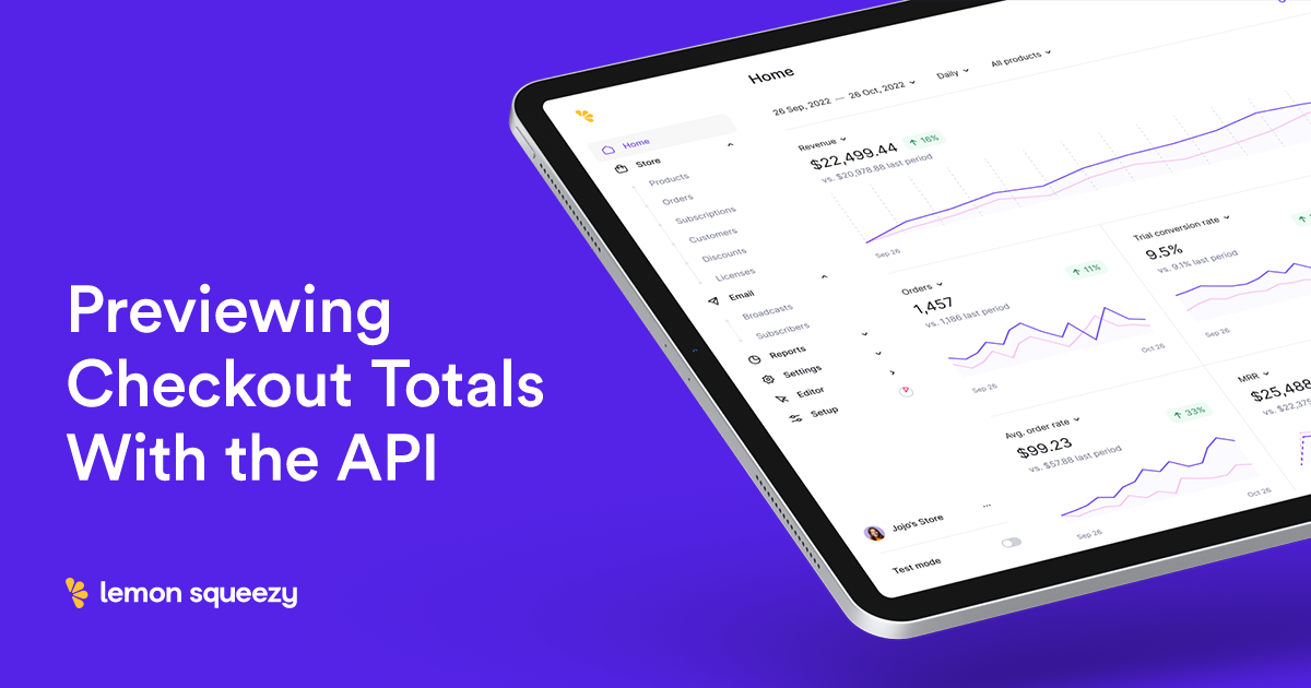 Guides: Previewing Checkout Totals With the API • Lemon Squeezy
